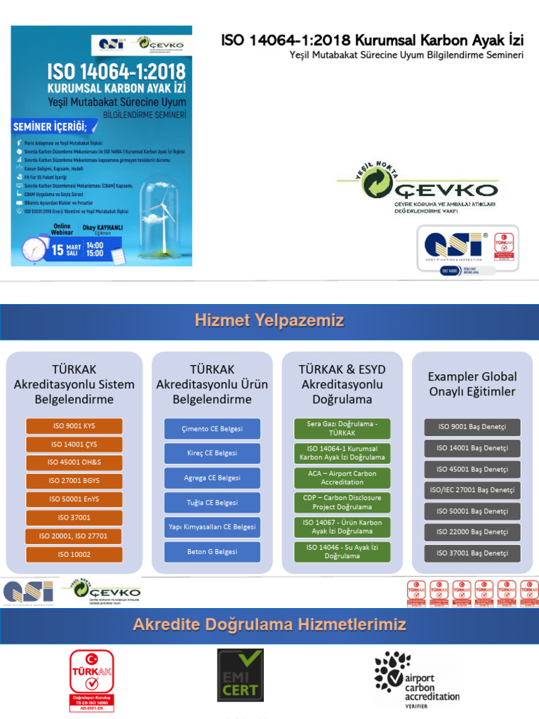 CEVKO-QSI-IsO 14064-1 2018 Kurumsal Karbon Ayak İzi Sunumu | PDF