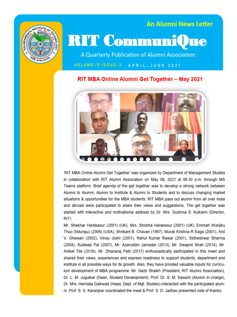 RIT Communique VOLUME 11 ISSUE 2 APRIL JUNE | Download Free PDF ...