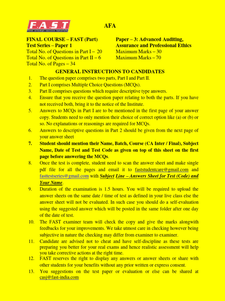 Audit Sample Paper and Suggested Answer | PDF | Auditor's Report | Audit