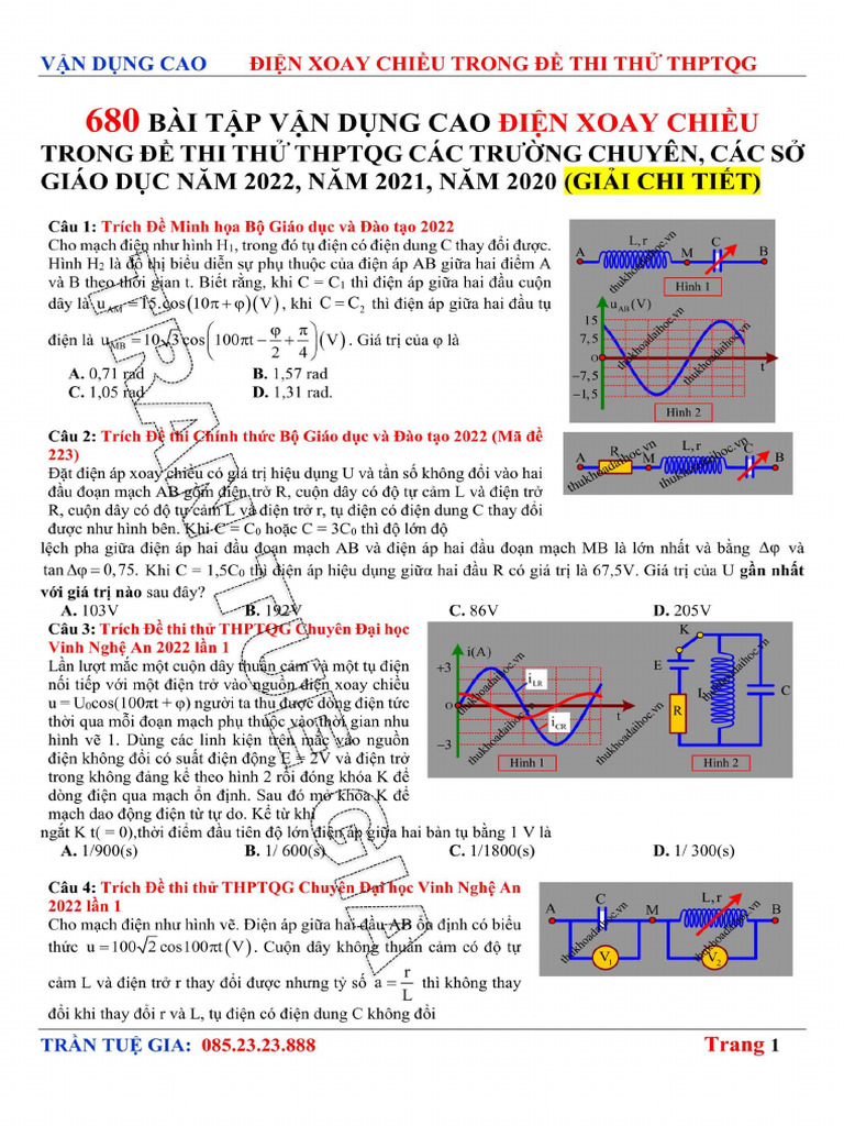680 Bai Tap Van Dung Cao Dien Xoay Chieu 2022 | PDF