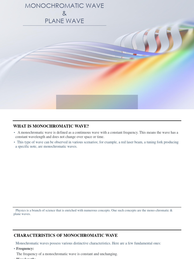 Monochromatic Waves & Plane Waves | PDF