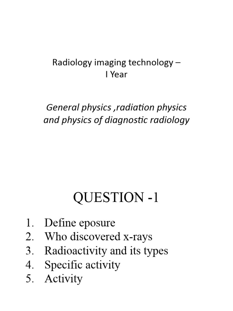 Radiology Imaging Technology - VIVA | PDF