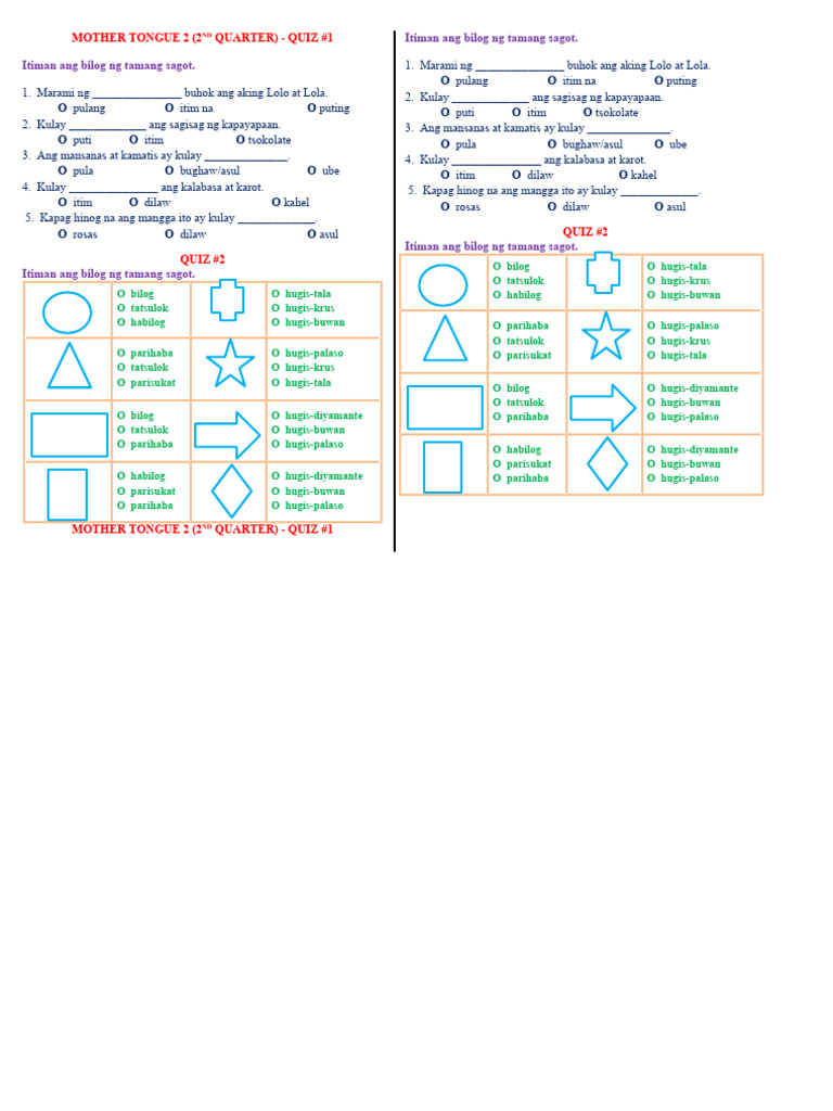 MOTHER TONGUE 2Q - Q1 & Q2 | PDF