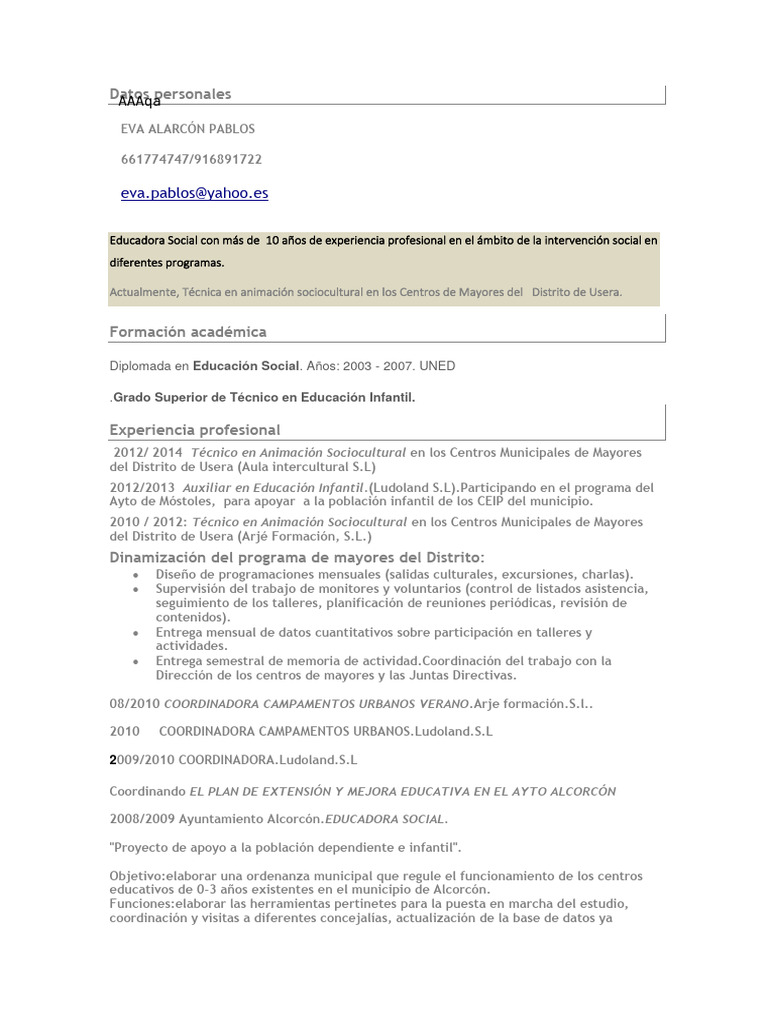 CV Eva Alarcón | PDF | Literatura