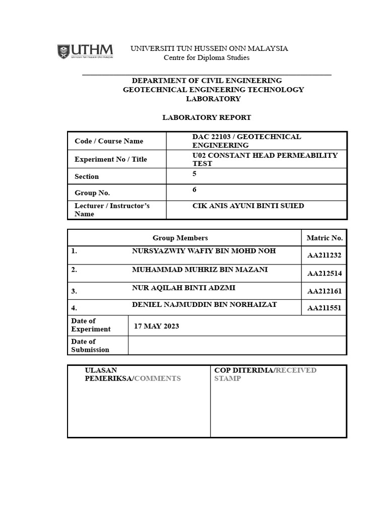 Civil Engineering Lab Report | PDF | Permeability (Earth Sciences ...