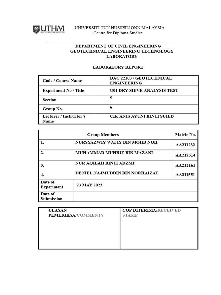 Dry Sieve Analysis Test Report | PDF | Particle Size Distribution | Silt