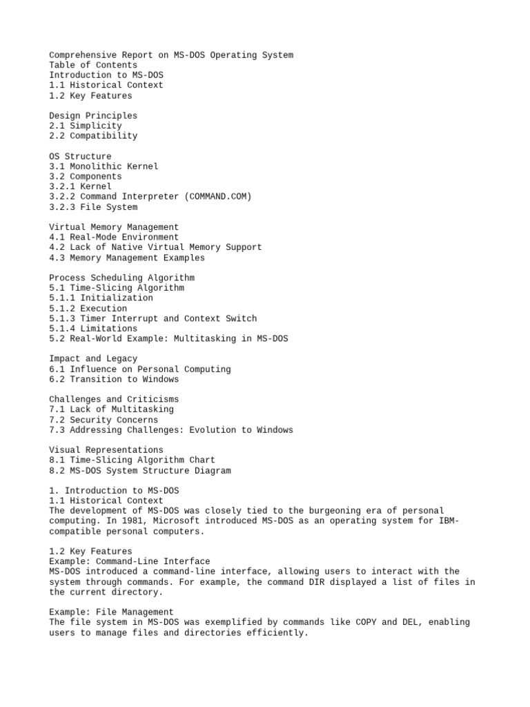 Comprehensive Report On MS-DOS Oper | PDF | Process (Computing) | Kernel (Operating System)