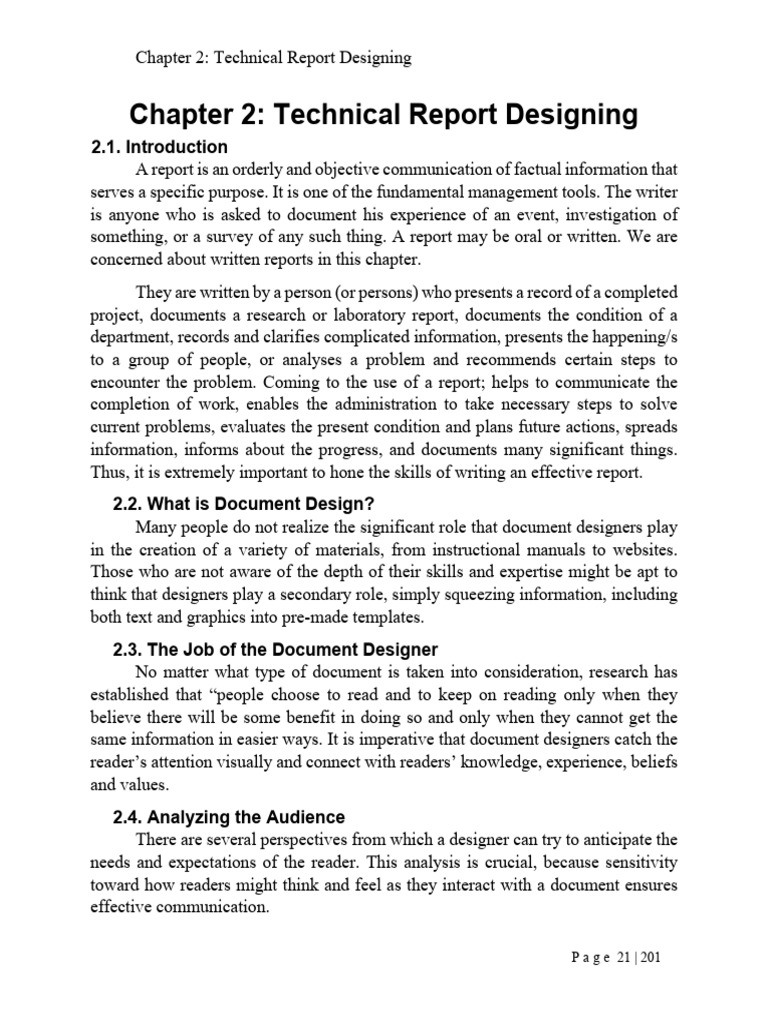 Chapter 2: Technical Report Designing: P A G e 21 - 201 | PDF ...