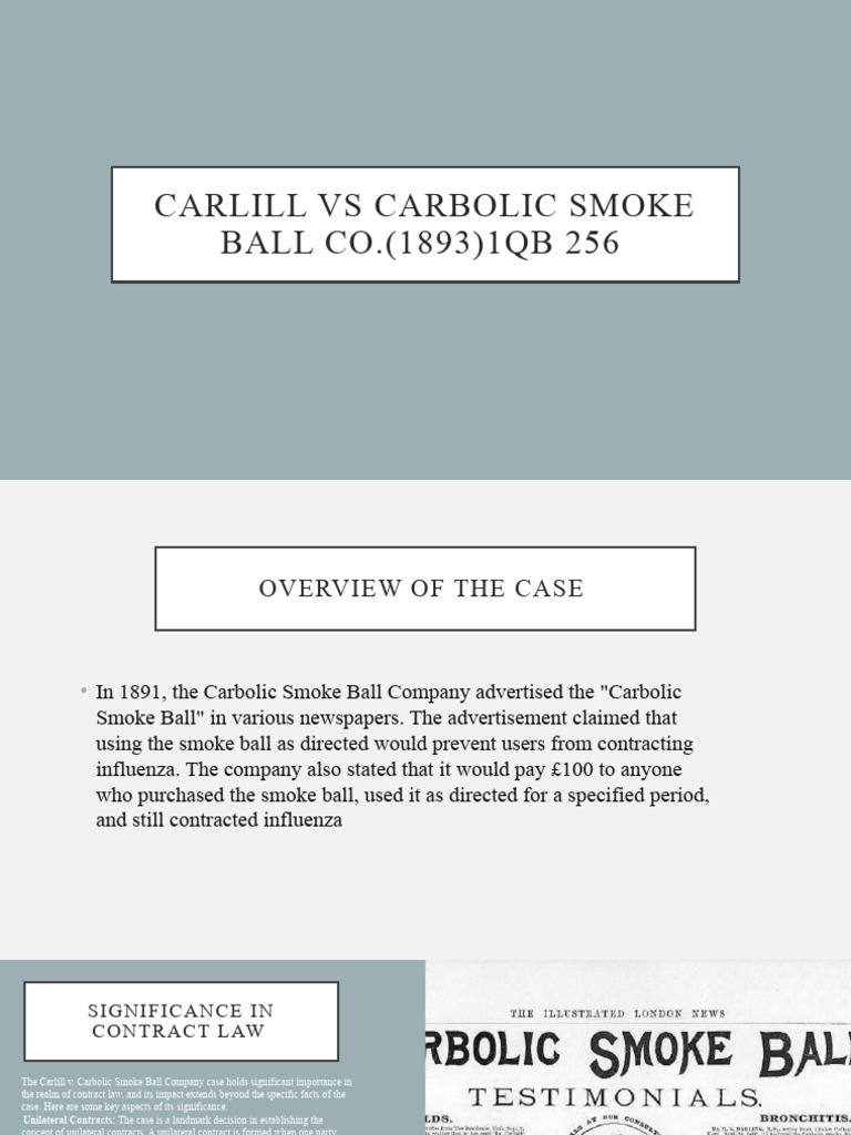 Carlill v. Carbolic Smoke Ball Case Summary | PDF | Common Law | Justice