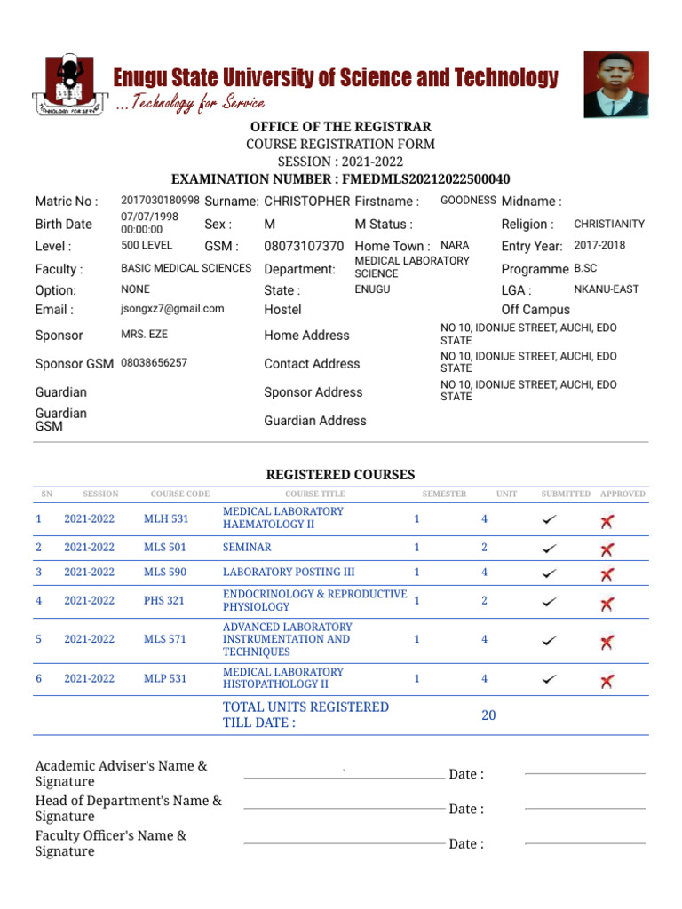 Course Reg Form | PDF | Medicine | Health Care