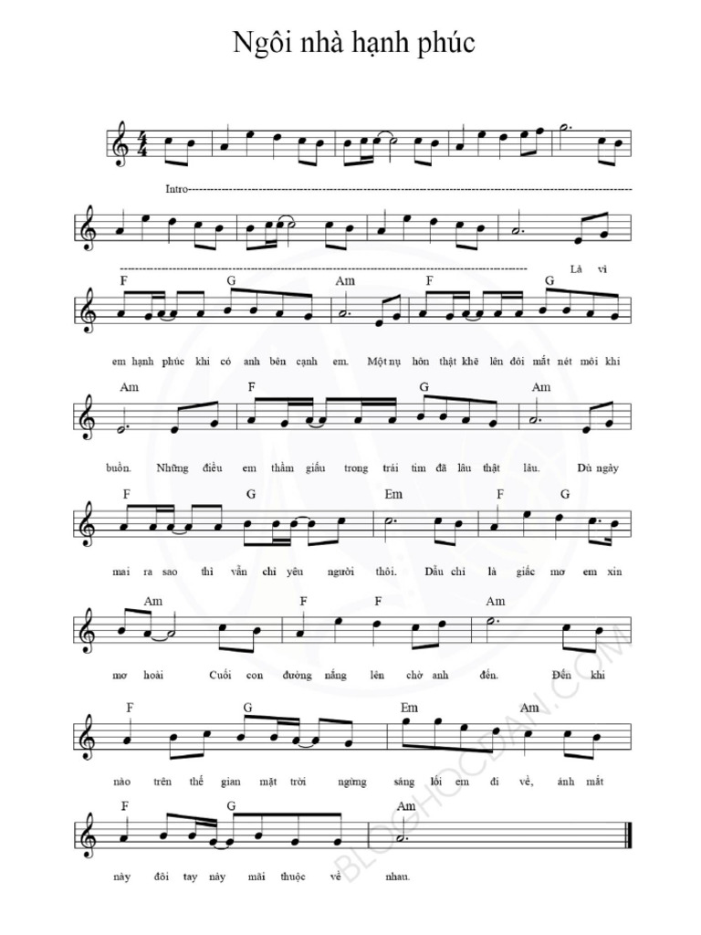 Sheet Ngoi Nha Hanh Phuc Bloghocdan | PDF