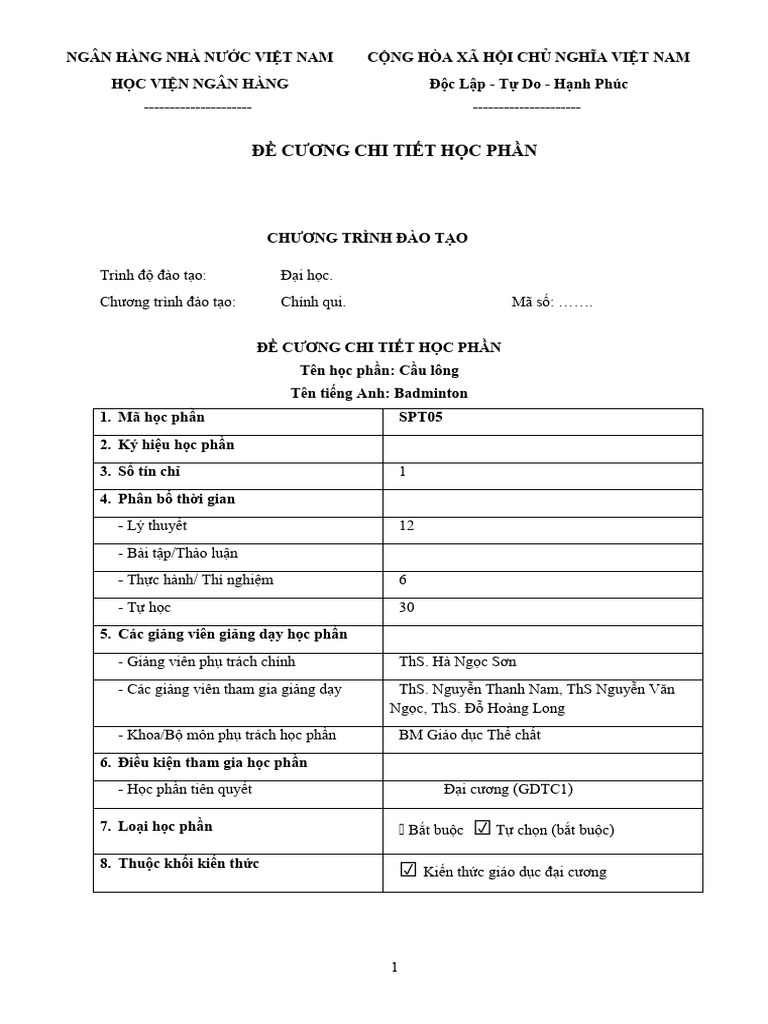 De Cuong Cau Long | PDF