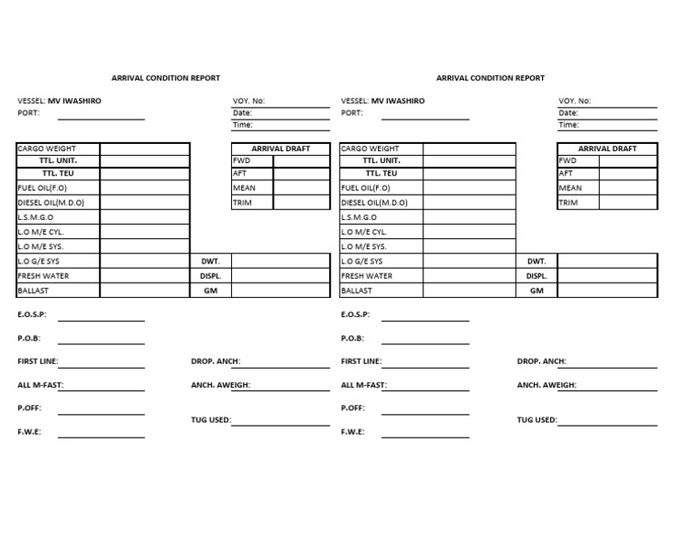 Arrival Condition Report | PDF