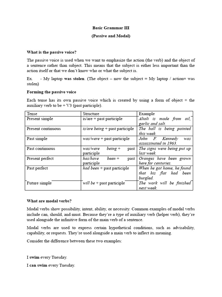 Basic Grammar III | PDF | Verb | Perfect (Grammar)