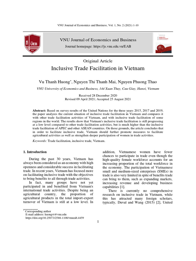 Inclusive Trade Facilitation in Vietnam | PDF | Vietnam | Small And ...