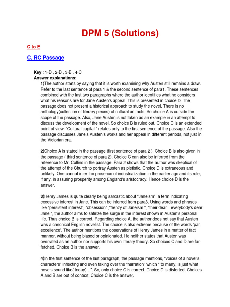 DPM 5 (Solutions) | PDF | Jane Austen | Numbers