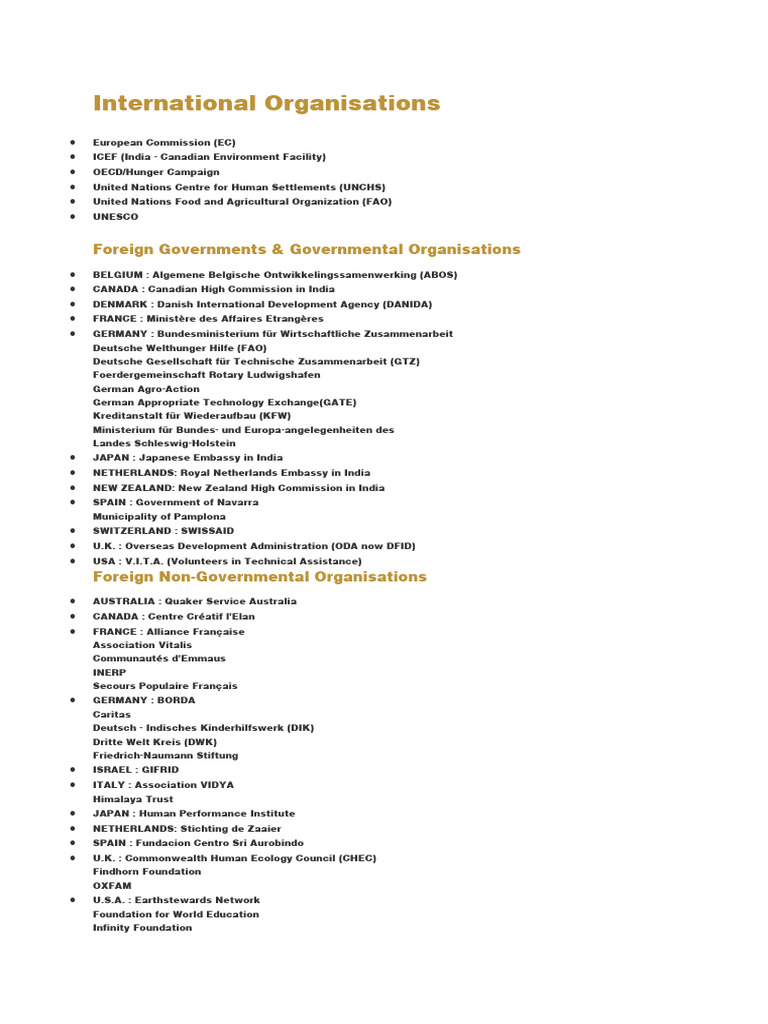 Overview of International Organizations | PDF | Tamil Nadu
