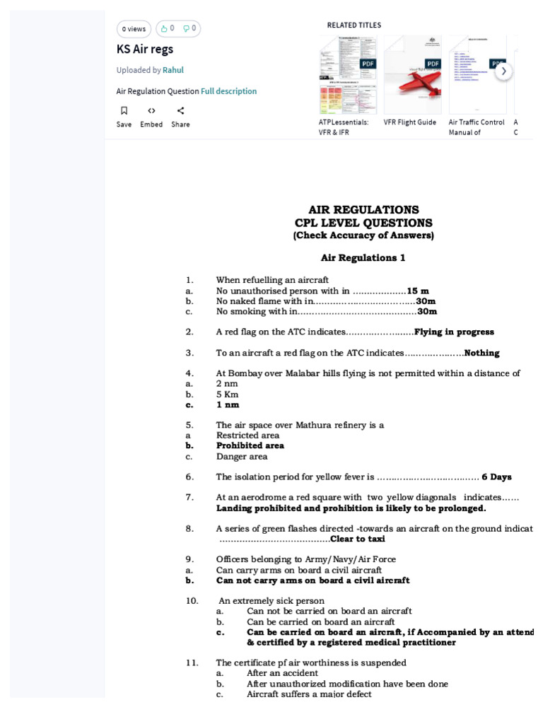 Air Regs March Question Bank | PDF | Instrument Flight Rules | Visual ...