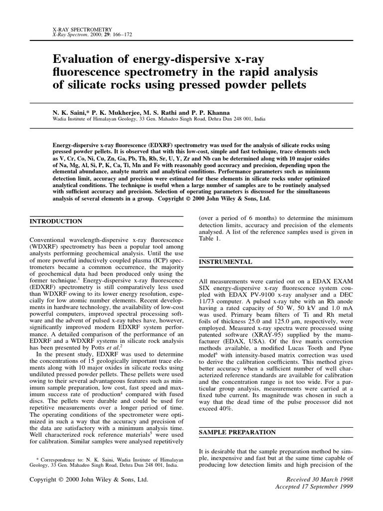 Evaluation of Energy-Dispersive X-Ray Fluorescence Spectrometry in The Rapid Analysis of ...