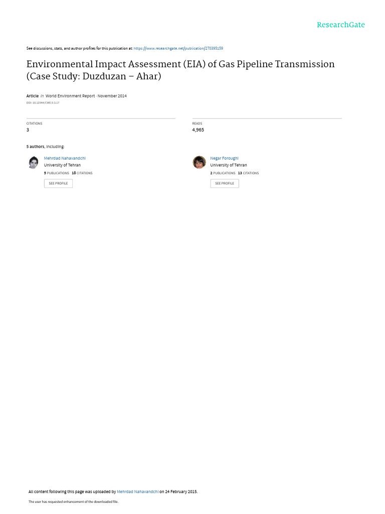 EIA of Gas Pipeline Transmission-Iran | PDF | Environmental Impact Assessment | River