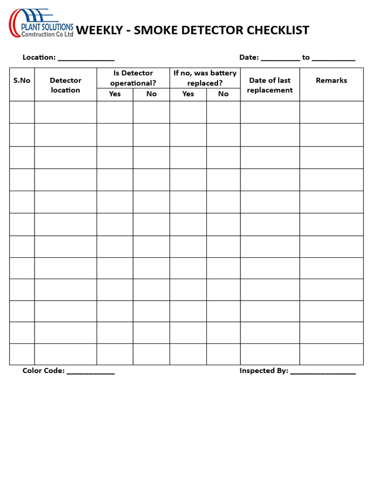 Smoke Detector Checklist | PDF | Home & Garden
