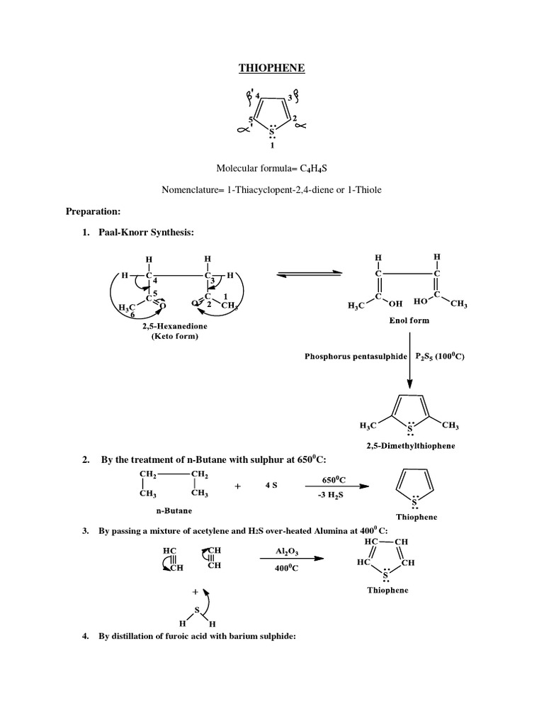 Chemistry of Thiophene | PDF | Chemical Reactions | Physical Sciences
