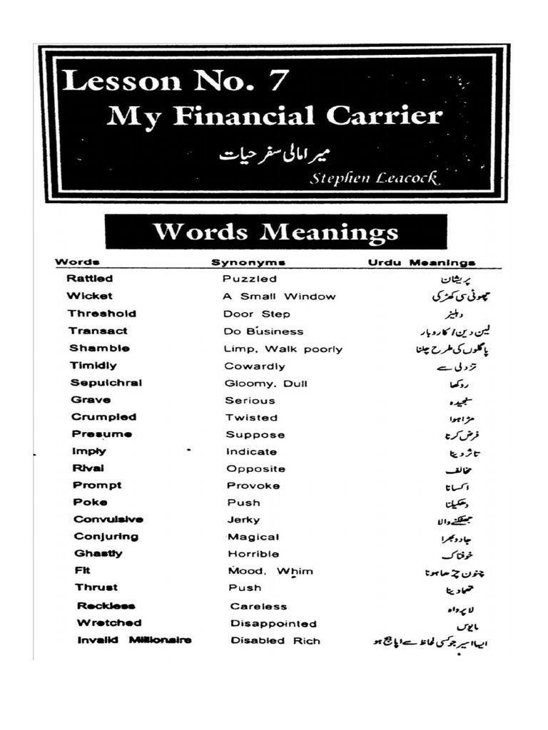 Chapter 7 English Notes 12th Class | PDF