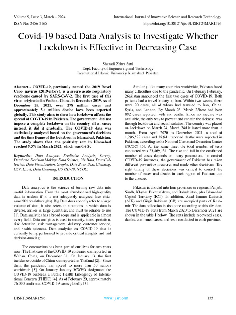 Covid-19 Based Data Analysis To Investigate Whether Lockdown Is ... Covid-19 Based Data Analysis To Investigate Whether Lockdown Is ...