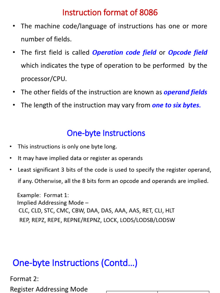 Instruction-Format 8086 | PDF | Central Processing Unit | Office Equipment