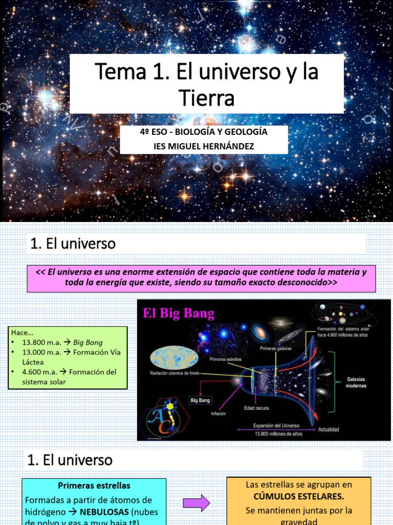 Tema 1-La Tierra y El Universo | PDF | Sistema solar | Universo