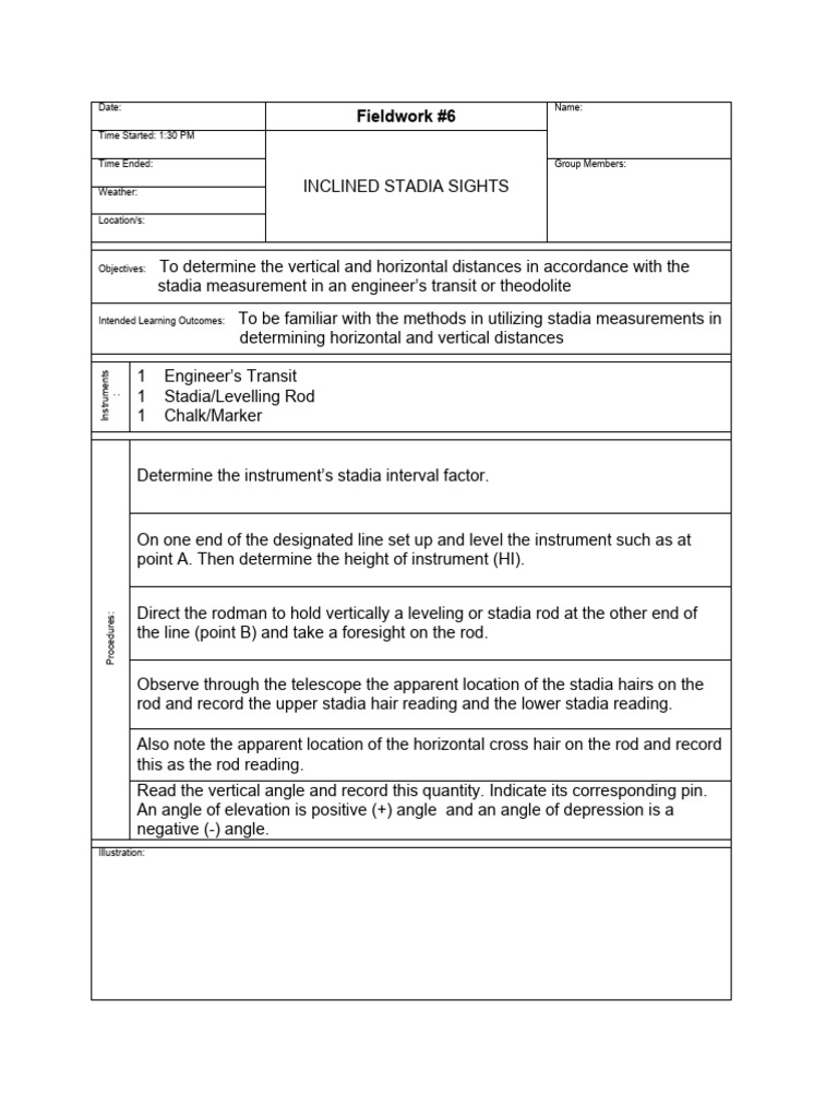 Surveying Fieldwork 6 Inclined Stadia Sight | PDF | Probability And ...
