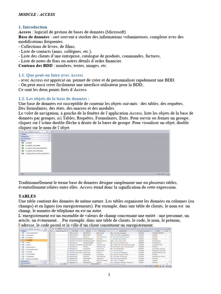 Cours Access 2017 | PDF | Microsoft Access | Bases de données