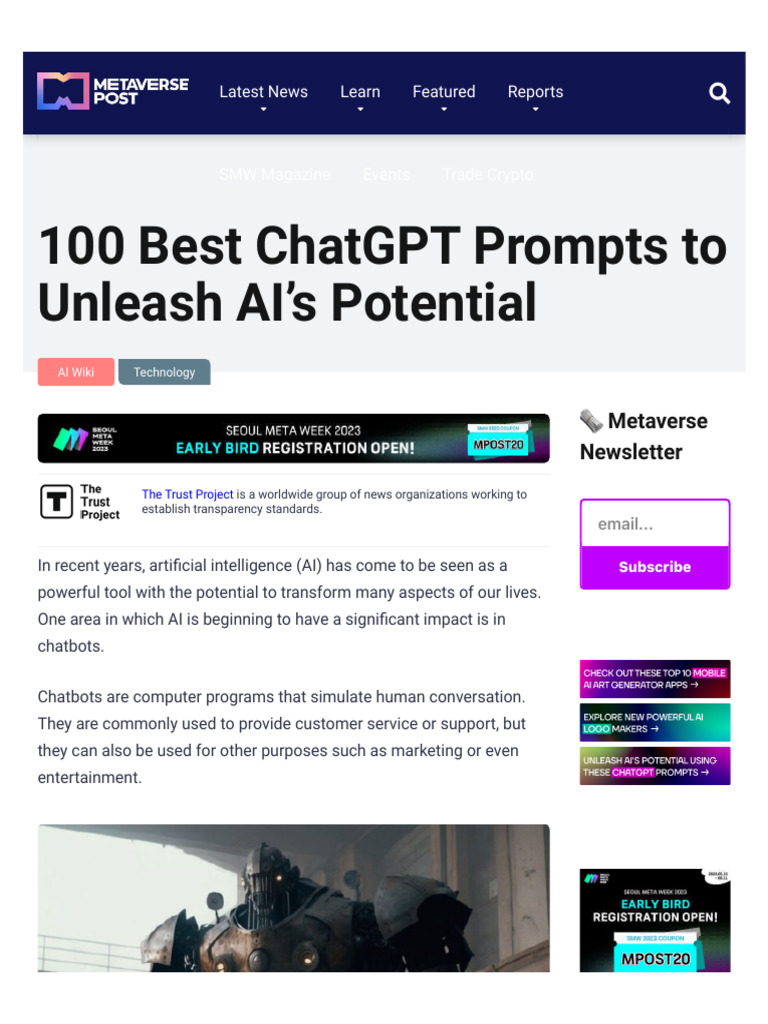 100 Best ChatGPT Prompts To Unleash AI's Potentia | PDF | Artificial Intelligence | Intelligence ...