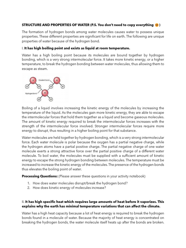 Lesson 4 CHEM Handouts | PDF | Water | Properties Of Water