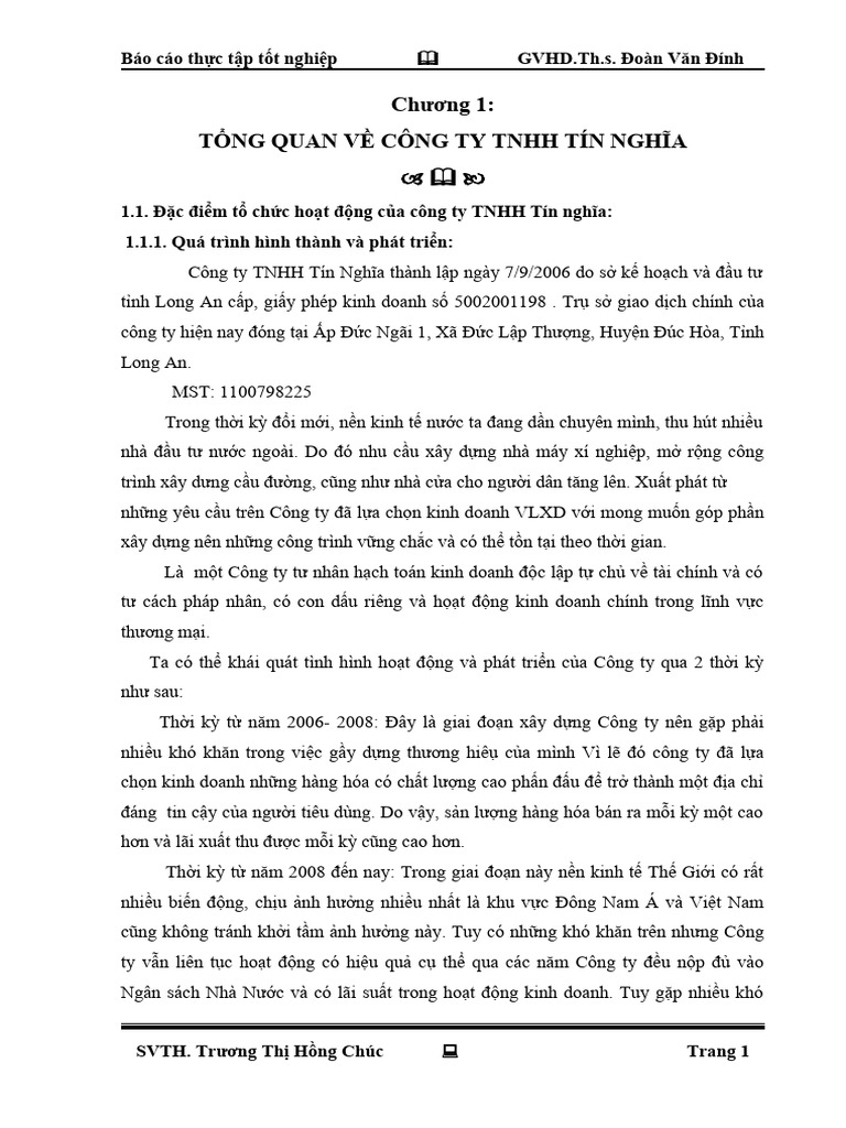 Bctt05 BCTT Kế Toán Doanh Thu Và Xác Định Kết Quả Kinh Doanh Tại Công Ty TNHH Tín Nghĩa | PDF