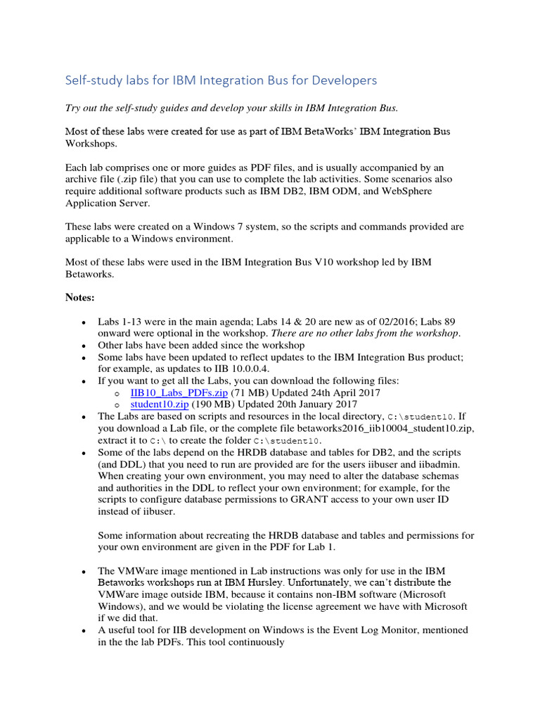 Self Study Labs For Ibm Integration Bus For Developers | PDF | Computer File | Zip (File Format)