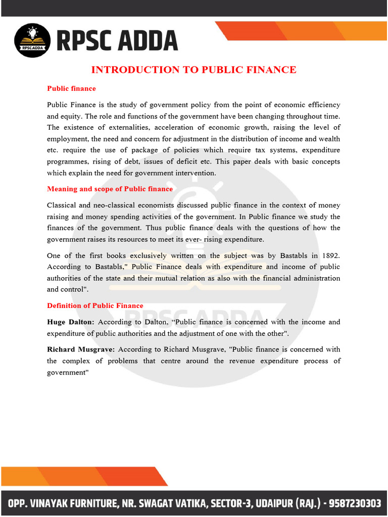 Introduction To Public Finance - ENGLISH | PDF | Public Finance | Goods