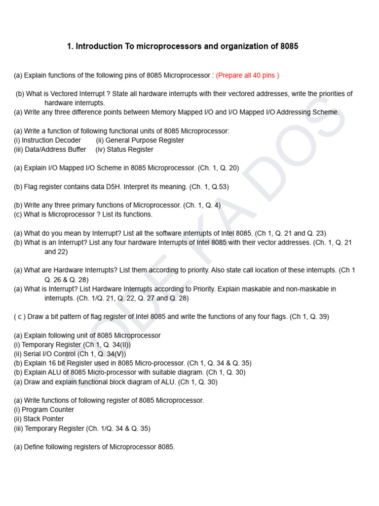 Introduction To Microprocessors and Organization of 8085 Imp | PDF | Central Processing Unit ...