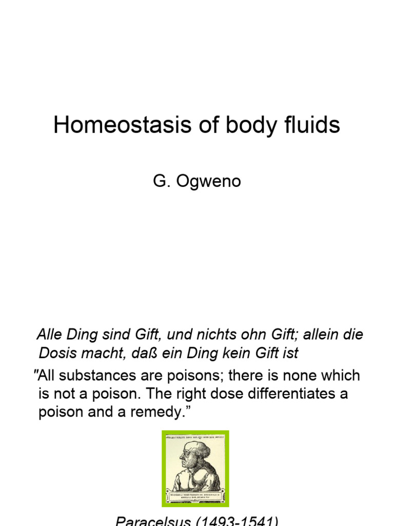 Homeostasis of Body Fluids | PDF | Biochemistry | Chemistry