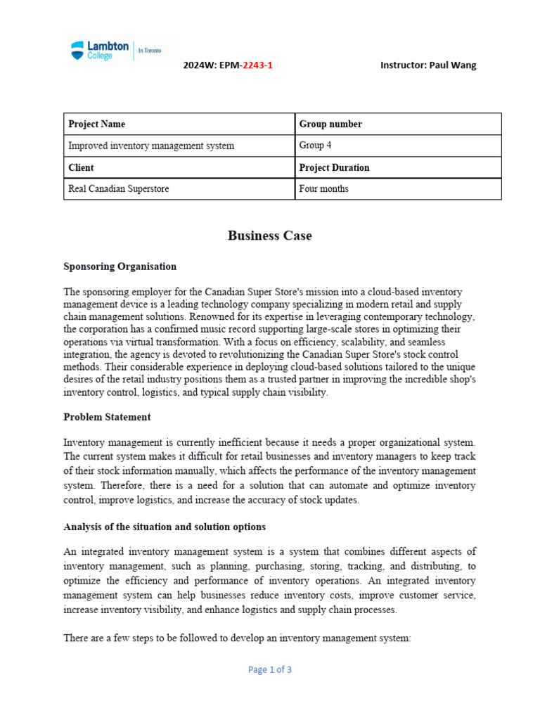 Business Case - Group Assignment | PDF | Inventory | Logistics
