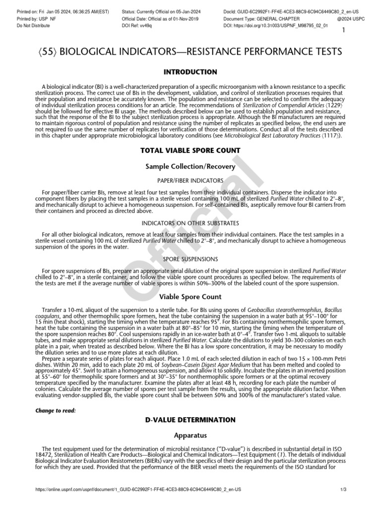 Biological Indicators-Resistance Performance Tests Good | PDF ...