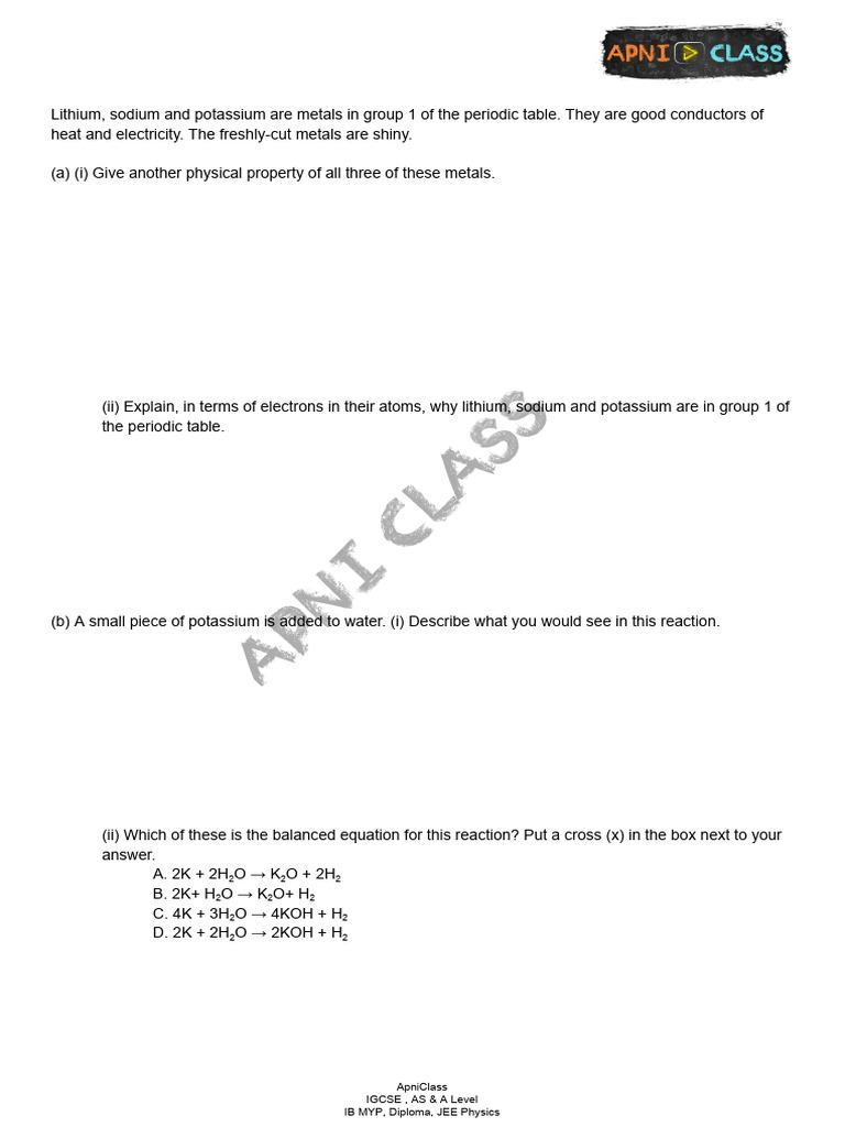 Chemistry MYP Questions | PDF | Ionic Bonding | Chlorine