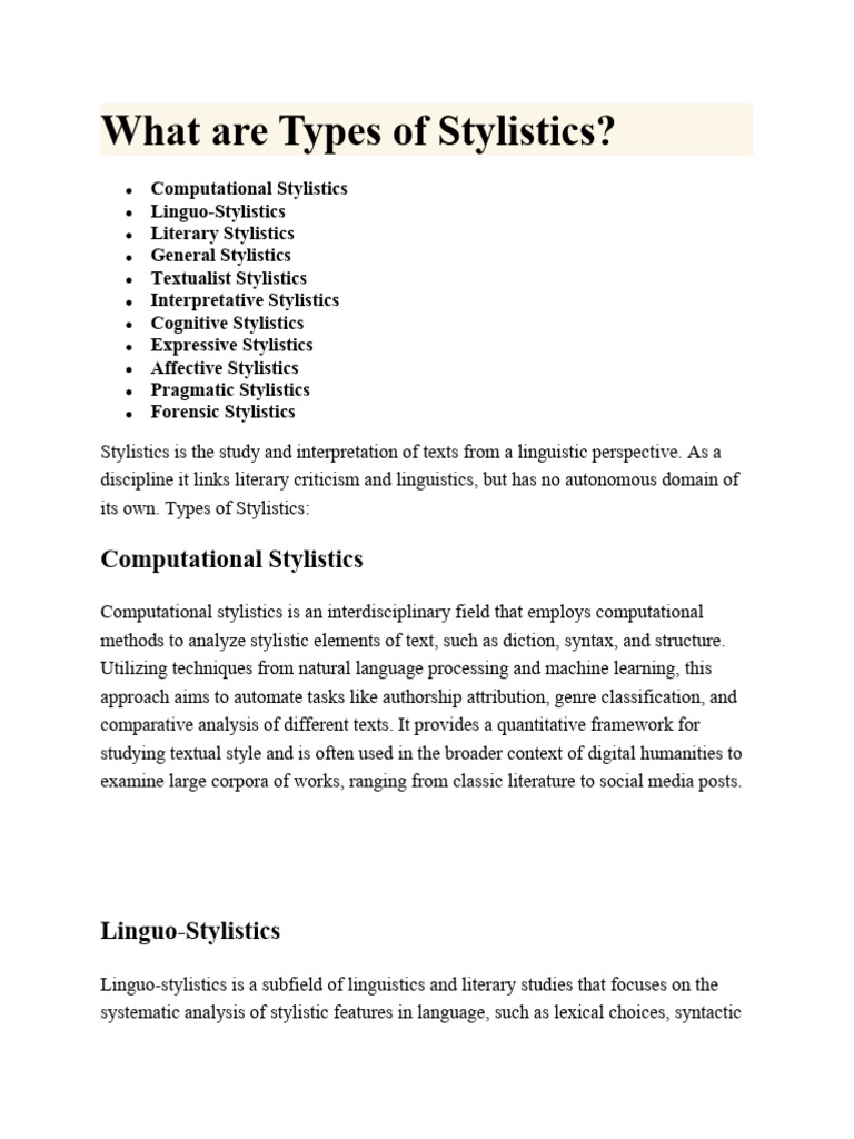 What Are Types of Stylistics | PDF | Linguistics | Rhetoric