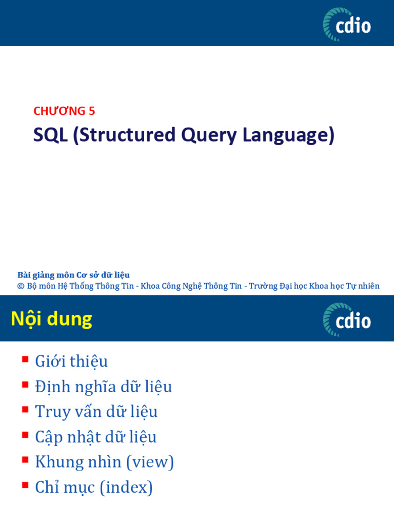 CTT102-Chuong 5-SQL | PDF