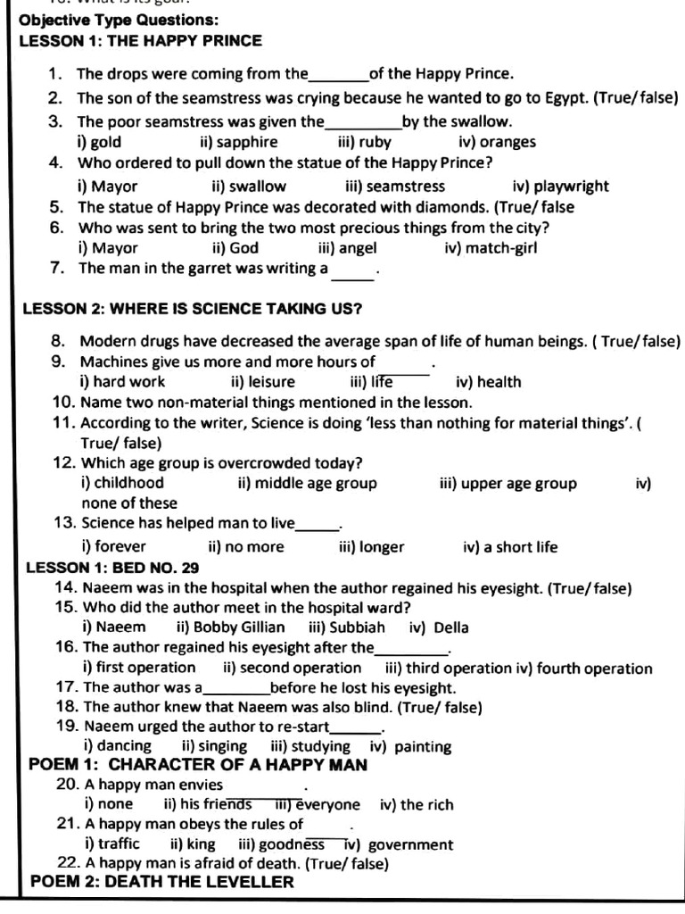 10th Objective Type | PDF | Art | Young Adult