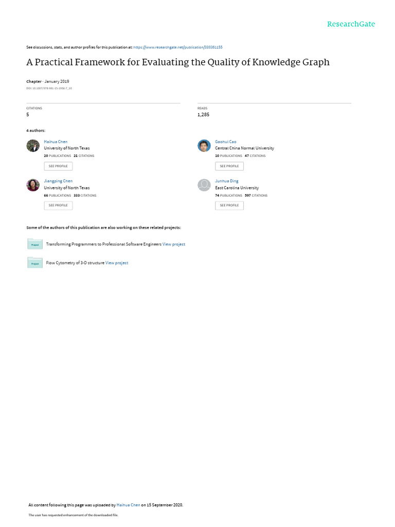 Evaluating Knowledge Graph Quality Framework | PDF | Evaluation ...