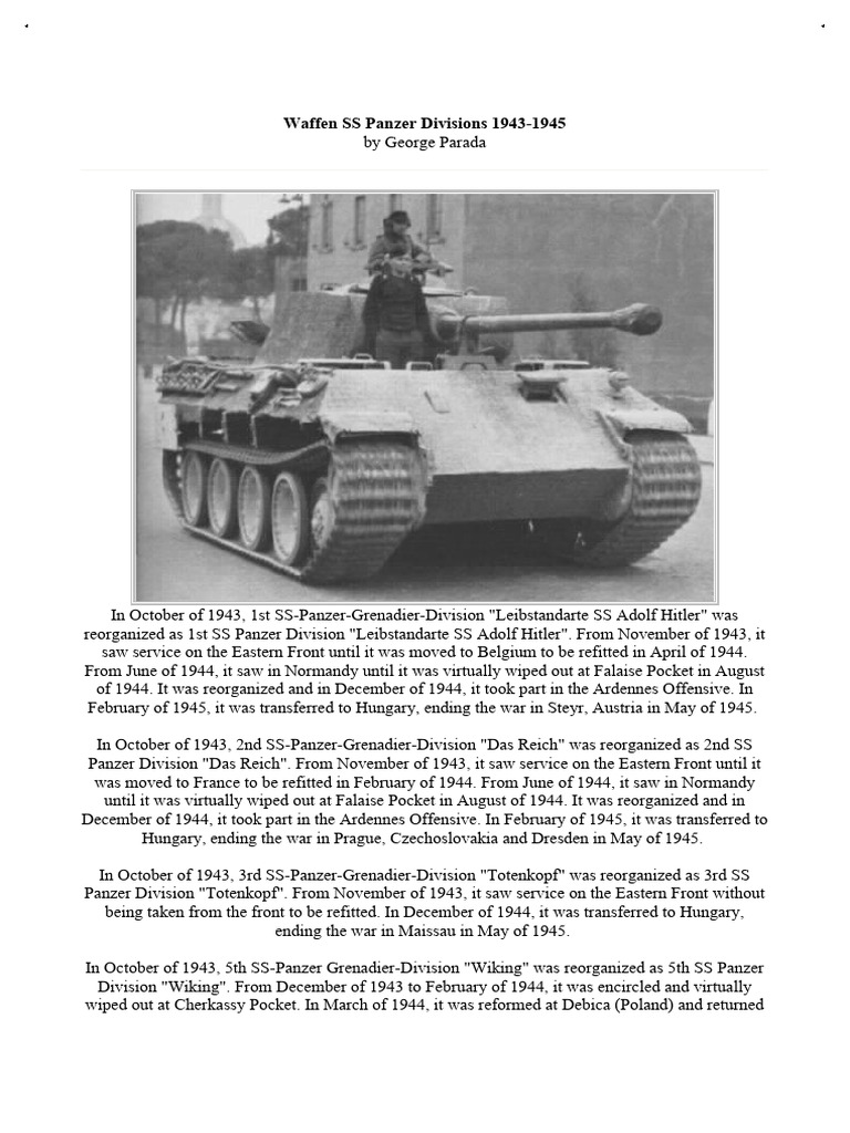 Waffen SS Panzer Divisions 1943 | PDF | Operation Overlord | World War II