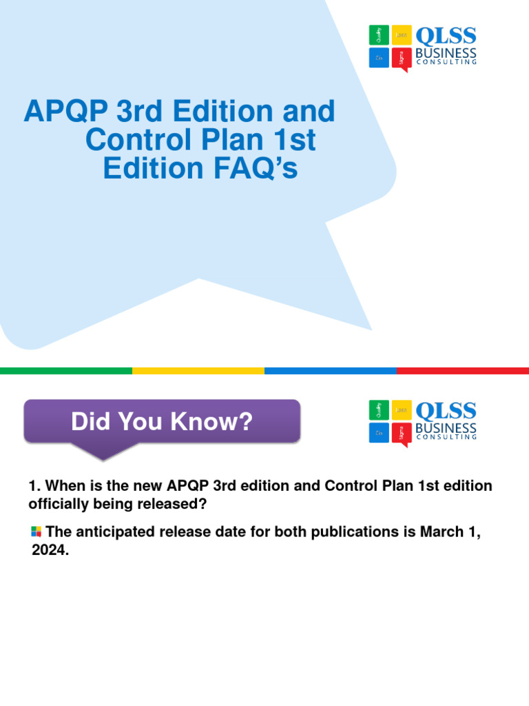 APQP 3rd Edition and Control Plan 1st Edition FAQs | PDF | Software ...
