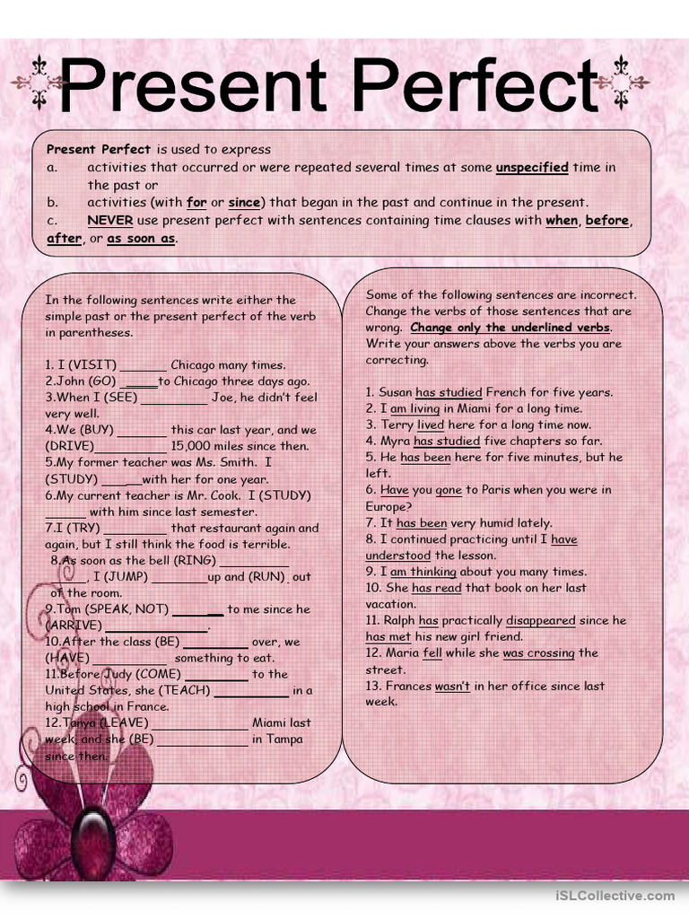 Present Perfect | PDF | Languages | Foreign Language Studies