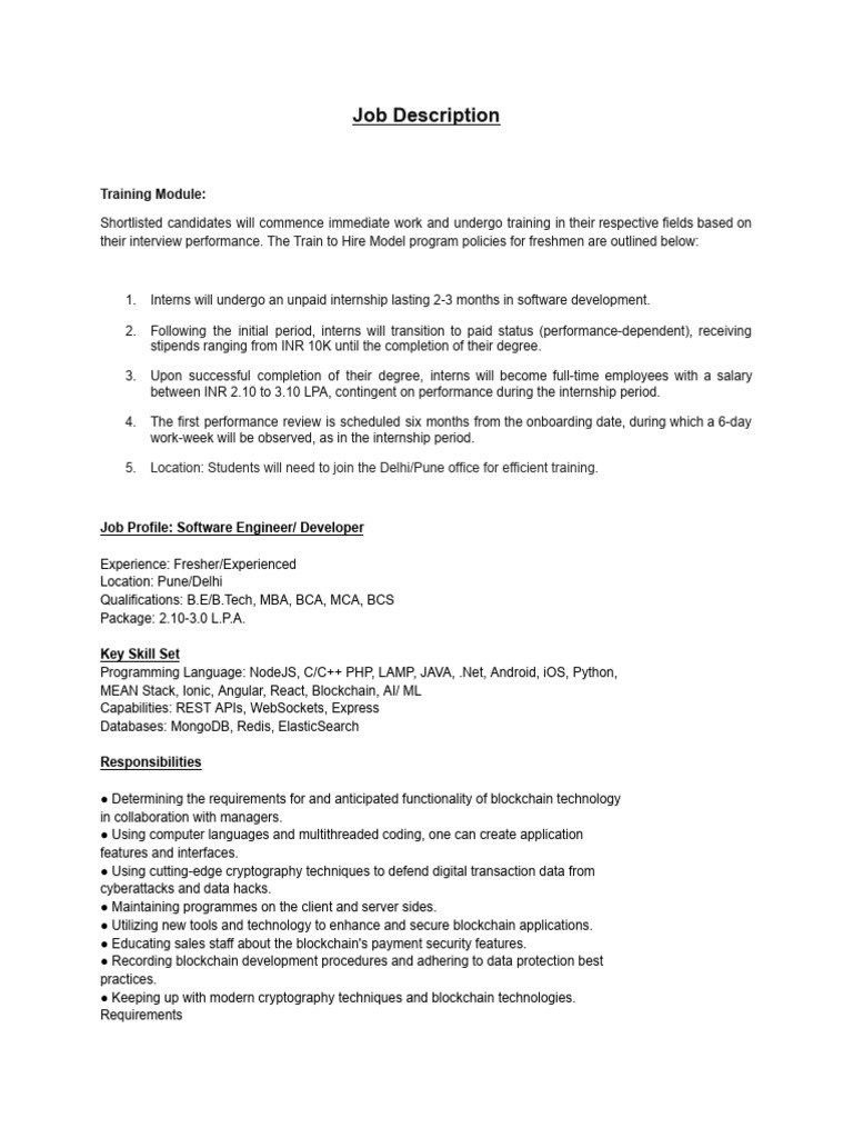 Fresher Software Engineer Mobiloitte | PDF | Computer Programming | Internship